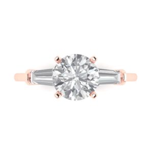 clara pucci 2 ct round cut 3 stone solitaire lab created white sapphire designer anniversary bridal engagement ring 14k rose gold 9.5