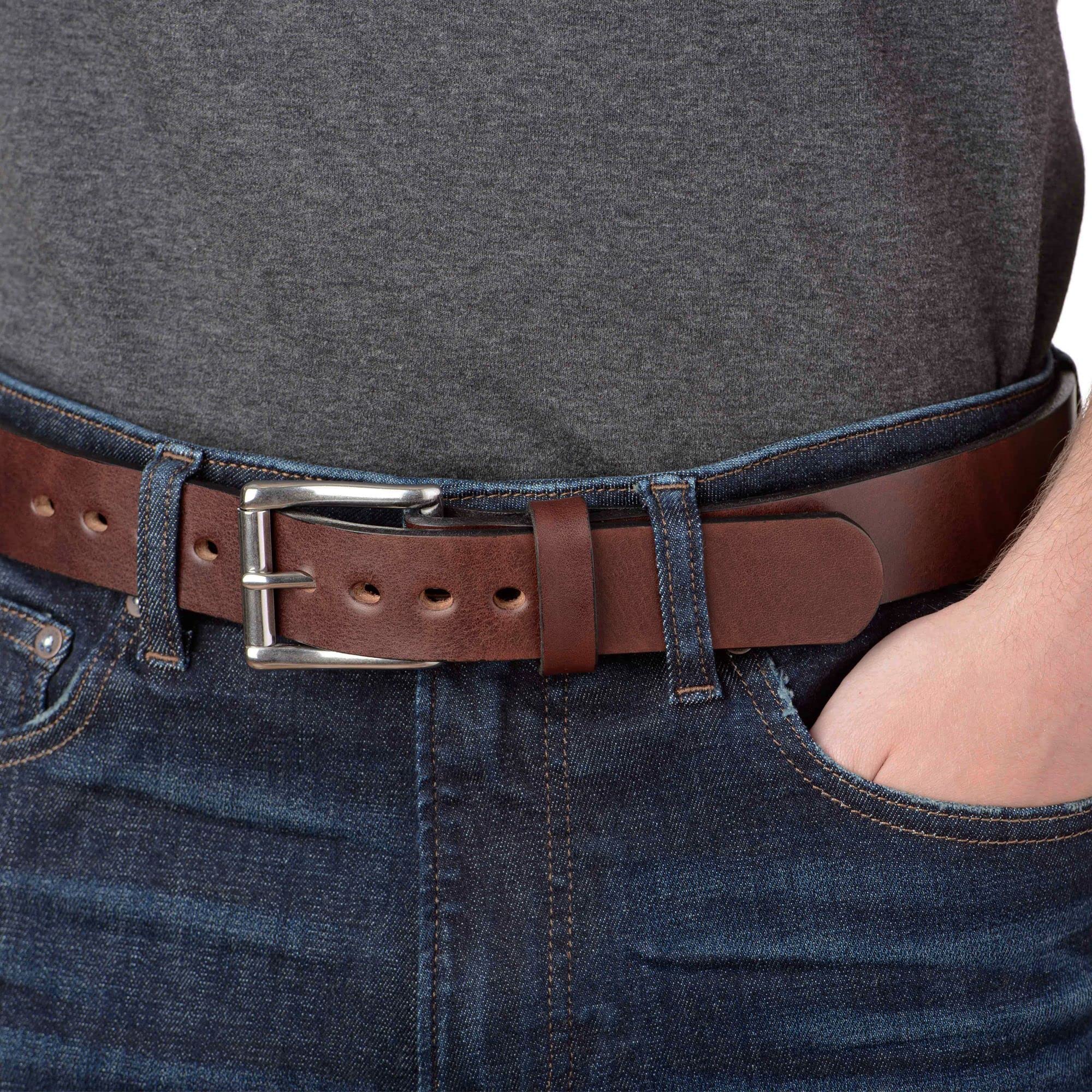 Bullhide Belts Mens Leather Belt for Casual, Dress, 1.50" Wide, Brown, 36"