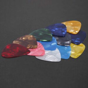 Augshy Guitar Picks, 150 Pack Premium Celluloid Guitar Pick Variety Pack Thin, Medium & Heavy Gauges for Acoustic Guitar, Electric Guitar, Bass(0.46 0.71 0.96 mm)