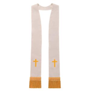 blessume church clergy pastor cross embroidered stole (white 2)