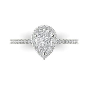 clara pucci 1.22ct pear cut solitaire lab created white sapphire designer anniversary bridal engagement ring 14k white gold 8