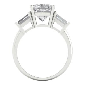 Clara Pucci 3.50ct Cushion cut 3 stone Solitaire Lab Created White Sapphire Designer Anniversary Bridal Engagement Ring 14k White Gold 5