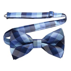 hisdern bow ties for men plaid blue mens bowtie pretied classic satin formal business bow tie adjustable tuxedo bowties for wedding party