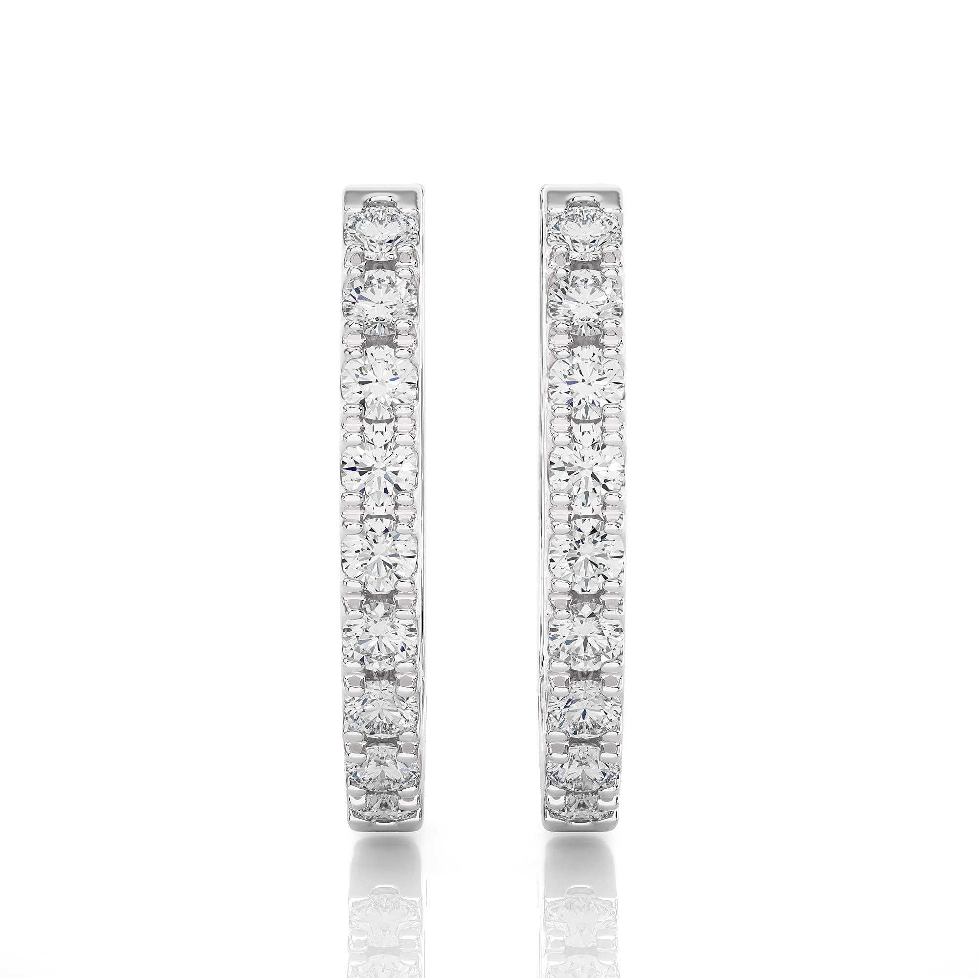 1/2 Carat Diamond Huggie Hoop Earrings for Women in 14k White Gold (H-I, SI2-I1, cttw) with Hinge and Notched Post by Privosa Fine Jewelry