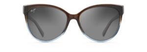 maui jim women's 'olu'olu polarized cat eye sunglasses, trans dark chocolate w/blue/neutral grey, medium