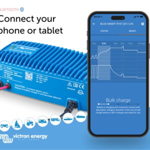 Victron Energy Blue Smart IP67 12-Volt 17 amp 120VAC Battery Charger with NEMA 5-15 Plug (Bluetooth)