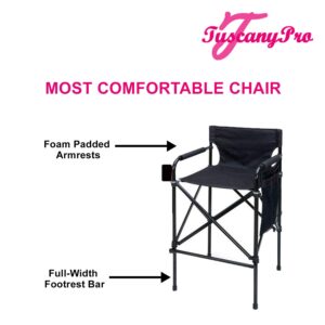 Tuscany Pro Houdini Tall Director Chair - Quad Style, Super Compact Telescopic Folding Design with Jet Black, Anodized Aluminum Frame - Your Name/Logo Imprinted