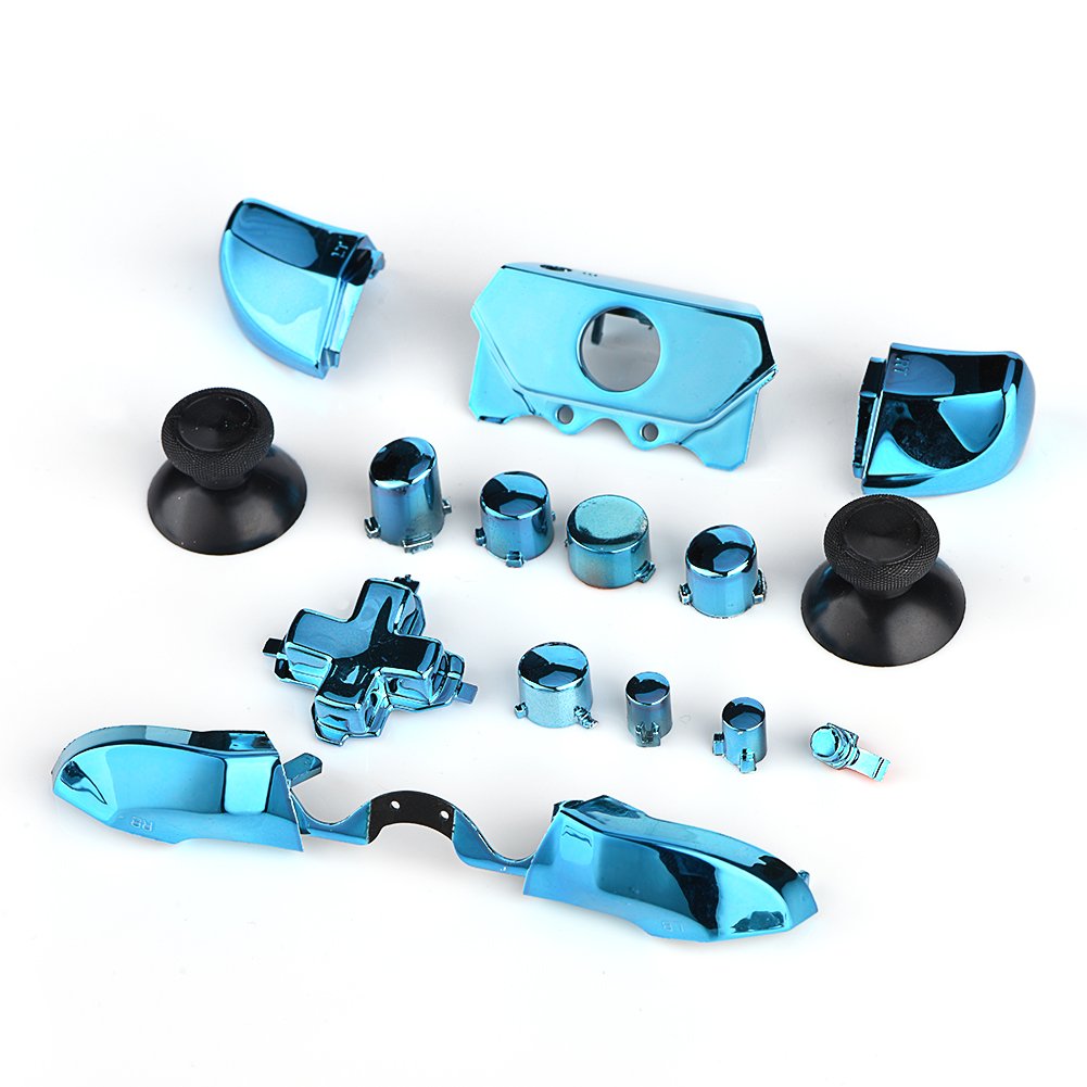 Full Set for One, Thumbsticks ABXY Buttons Dpad Replace Part for Microsoft One Controller 3.5mm Jack(Blue)