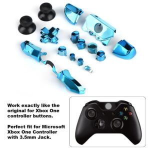 Full Set for One, Thumbsticks ABXY Buttons Dpad Replace Part for Microsoft One Controller 3.5mm Jack(Blue)