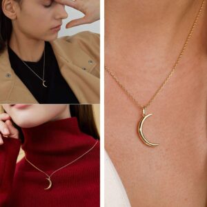 Moon Necklace Dainty Gold Necklaces for Women Sterling Silver Necklace (gold)