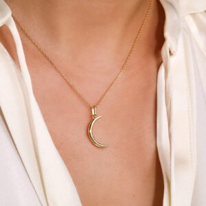 Moon Necklace Dainty Gold Necklaces for Women Sterling Silver Necklace (gold)