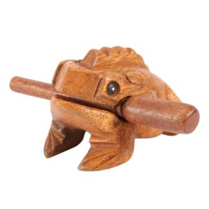 zyyini wooden frog, thailand traditional craft wooden lucky frog croaking musical instrument for home office decor(8.8cm)