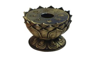 tibet tibetan buddhism buddha prayer wheel display stand - hand held prayer wheel base stand, hand held prayer wheel holder for hand held prayer wheel(no prayer wheel) (bronze)