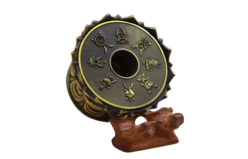 Tibet Tibetan Buddhism Buddha Prayer Wheel Display Stand - Hand Held Prayer Wheel Base Stand, Hand Held Prayer Wheel Holder for Hand Held Prayer Wheel(NO Prayer Wheel) (Bronze)