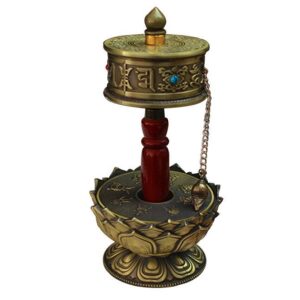 Tibet Tibetan Buddhism Buddha Prayer Wheel Display Stand - Hand Held Prayer Wheel Base Stand, Hand Held Prayer Wheel Holder for Hand Held Prayer Wheel(NO Prayer Wheel) (Bronze)