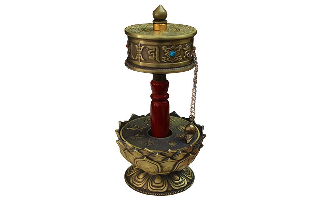 Tibet Tibetan Buddhism Buddha Prayer Wheel Display Stand - Hand Held Prayer Wheel Base Stand, Hand Held Prayer Wheel Holder for Hand Held Prayer Wheel(NO Prayer Wheel) (Bronze)