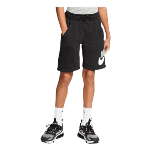 Nike Boy's Sportswear Club + HBR Fleece Shorts (Big Kids) Black/Black LG (14-16 Big Kid)