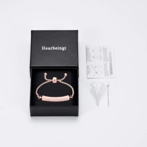 Hearbeingt Memorial Ashes Bracelet,Cremation Jewelry Urn Bracelet for Ashes Adjustable Classic Crystal Keepsake Bangle for Women(Rose Gold)