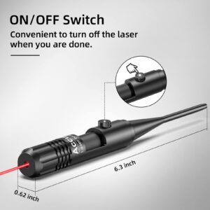 EZshoot Bore Sight Kit for .17 to 12GA Calibers BoreSighter with Button Switch Red Laser Bore Sight