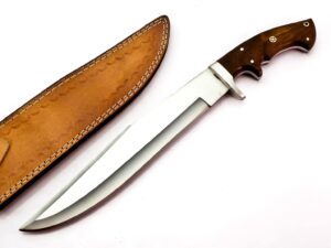 uk unique sharp knives d2 stainless steel bk-3046 handmade 16.00 inches full tang hunting knife -beautiful rose wood handle