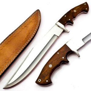 UK UNIQUE SHARP KNIVES D2 Stainless Steel BK-3046 Handmade 16.00 Inches Full tang Hunting Knife -Beautiful Rose Wood Handle