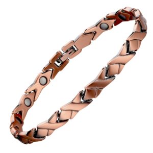 magenergy copper bracelets for women 99.9% pure copper magnetic link bracelet, adjustable bracelet jewelry box with sizing tool