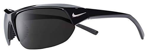 Nike Skylon Ace P Polarized Rectangular Sunglasses, Shiny Black/Silver, 69 mm