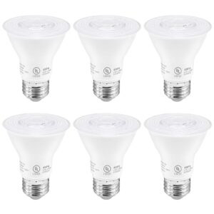 ygs-tech 6 pack par20 led light bulbs, 7w dimmable flood bulbs (50w equivalent), led spotlight bulb, 4000k nature white, cri80+, 500 lumens, e26 base, 25,000 hrs, indoor/outdoor - ul listed