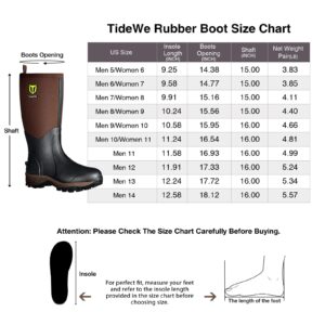 TIDEWE Rubber Neoprene Boots Men And Women, Waterproof Sturdy 6mm Neoprene Boot, Rain Boot Hunting Boot Arctic Outdoor Boot Men Size 10 Brown