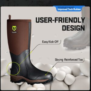 TIDEWE Rubber Neoprene Boots Men And Women, Waterproof Sturdy 6mm Neoprene Boot, Rain Boot Hunting Boot Arctic Outdoor Boot Men Size 10 Brown