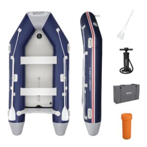 bestway hydro-force mirovia pro inflatable 5 person outdoor water lake raft boat set with 2 aluminum oars, hand pump, pressure gauge, and repair patch