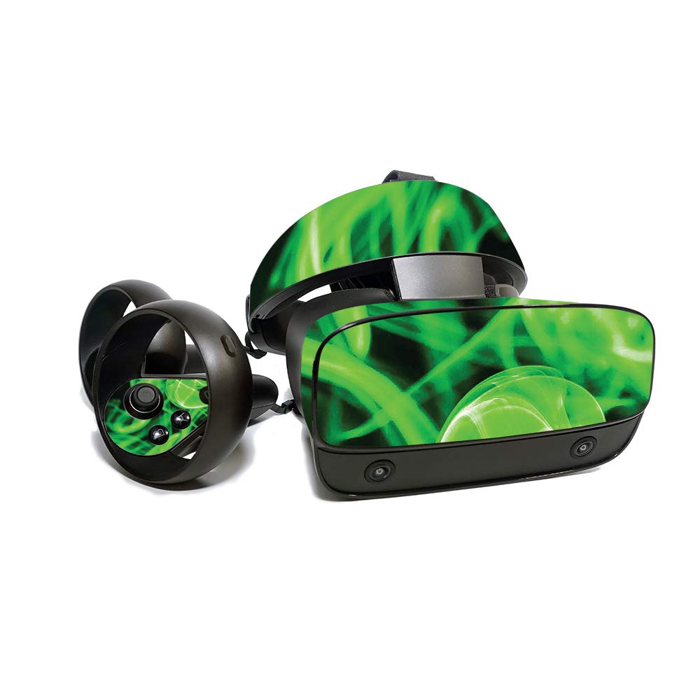 MightySkins Skin for Oculus Rift S - Green Flames | Protective, Durable, and Unique Vinyl Decal wrap Cover | Easy to Apply, Remove, and Change Styles | Made in The USA