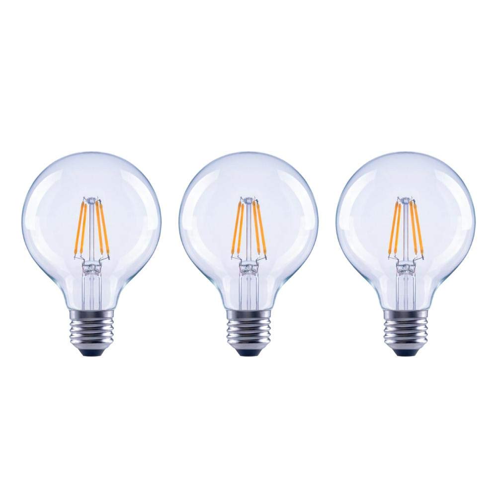 EcoSmart 40-Watt Equivalent G25 Globe Dimmable Energy Star Clear Glass Filament Vintage Style LED Light Bulb Daylight (3-Pack)