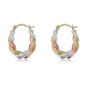 avora 10k gold twist three-tone hoop earrings