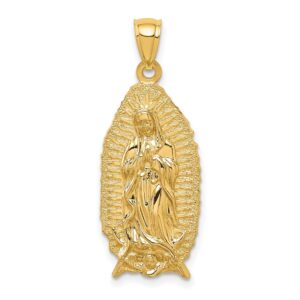 jewelry stores network religious figure our lady of guadalupe pendant in real 14k yellow gold 27x14mm