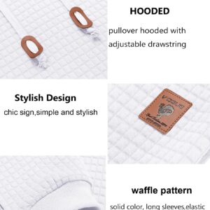 COOFANDY Men's Casual Hoodies Sweatshirt Hipster Gym Long Sleeve Drawstring Plaid Jacquard Pullover Hooded White