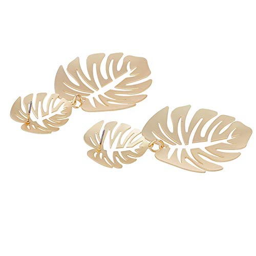 Gold Green Palm Leaf Dangle Earrings Tropical Monstera Leaves Eardrop for Women Bohemia Jewelry-gold