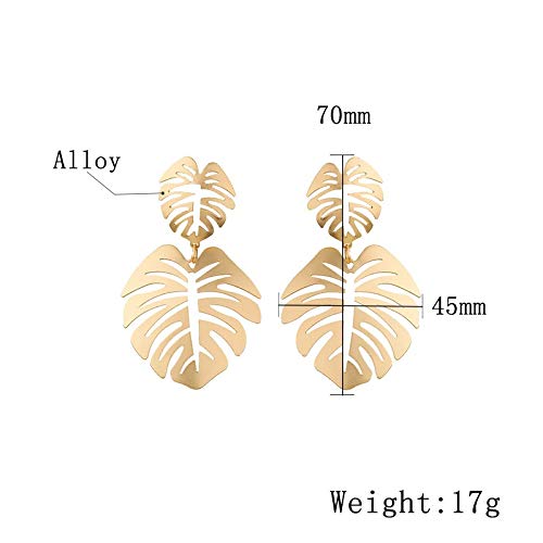 Gold Green Palm Leaf Dangle Earrings Tropical Monstera Leaves Eardrop for Women Bohemia Jewelry-gold