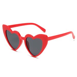 yoshya clout goggle heart sunglasses vintage cat eye mod style retro kurt cobain glasses (red grey)