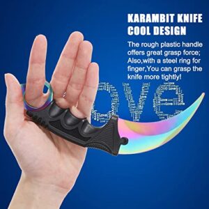 TOPOINT Karambit Knife, Stainless Steel Fixed Blade Knife with Sheath and Cord Knife CS-GO for Hunting Camping and Field Survival (Rainbow)