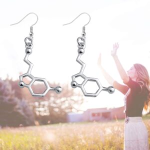 FUSTMW Happiness Serotonin Molecule Y Necklace Chemistry Jewelry Science Teacher Gifts for Science Lovers (Happiness Serotonin Earrings)