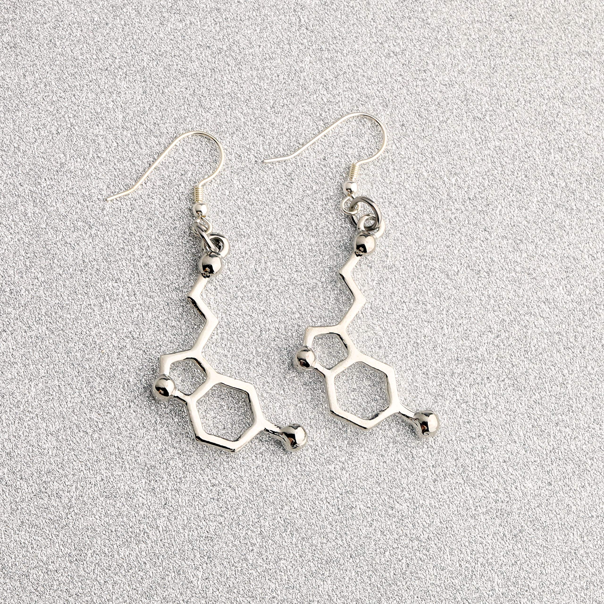 FUSTMW Happiness Serotonin Molecule Y Necklace Chemistry Jewelry Science Teacher Gifts for Science Lovers (Happiness Serotonin Earrings)