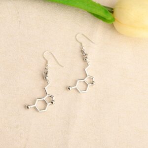 FUSTMW Happiness Serotonin Molecule Y Necklace Chemistry Jewelry Science Teacher Gifts for Science Lovers (Happiness Serotonin Earrings)