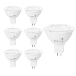 bioluz led 6 pack mr16 led bulb 50w halogen replacement non-dimmable 7w 3000k 12v ac/dc ul listed pack of 6