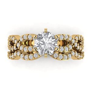 clara pucci 1.55ct round cut halo solitaire created white sapphire engagement promise bridal ring band set 14k yellow gold 3.5