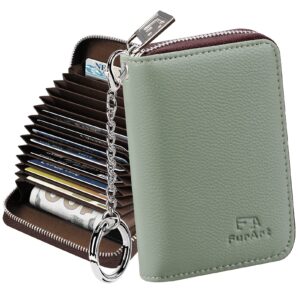 furart credit card wallet, zipper card cases holder for men women, rfid blocking, keychain wallet, compact size