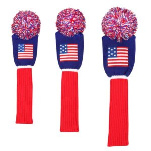 ram usa stars and stripes knitted golf headcover set for driver, wood and hybrid