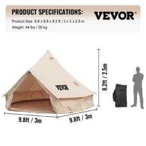 Happybuy Bell Tent for Family Camping Outdoor Hunting Party in 4 Seasons, 9.8ft/3m 100% Cotton Canvas Yurt Tent - w/Stove Jack, Luxury Glamping , Waterproof