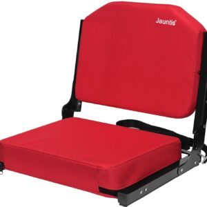 Jauntis Stadium Seats for Bleachers, Bleacher Seats with Ultra Padded Comfy Foam Backs and Cushion, Wide Portable Stadium Chairs with Back Support and Shoulder Strap, 1 Pack, Red