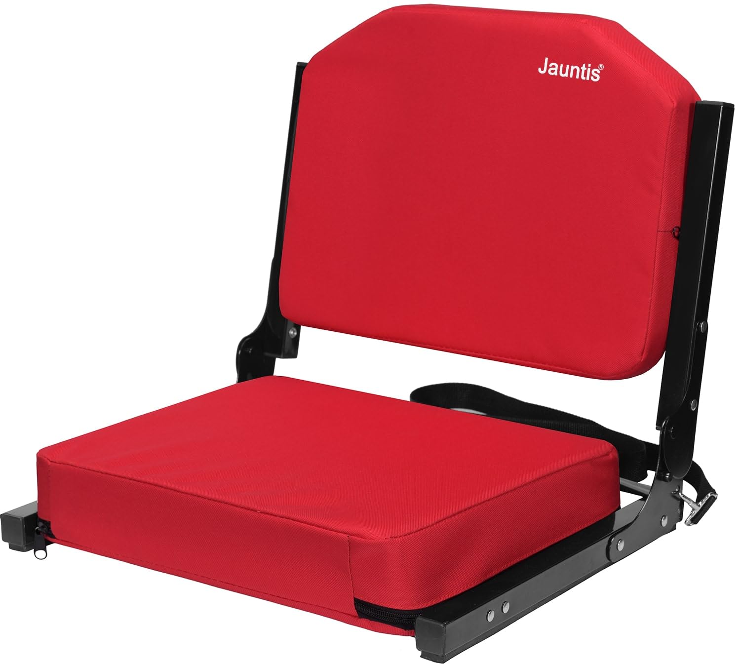 Jauntis Stadium Seats for Bleachers, Bleacher Seats with Ultra Padded Comfy Foam Backs and Cushion, Wide Portable Stadium Chairs with Back Support and Shoulder Strap, 1 Pack, Red